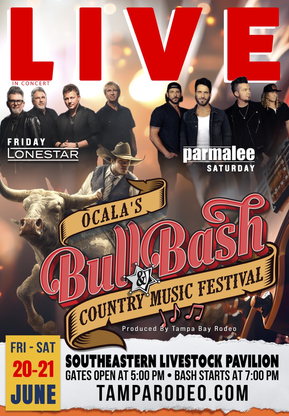 Sat June 21 | Ocala, FL - Parmalee | Tampa Bay Rodeo's Bull Bash & Country Music Festival